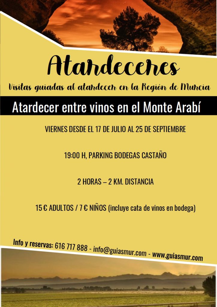 Visita guiada atardecer entre vinos en el monte Arabí de Yecla - Guiasmur